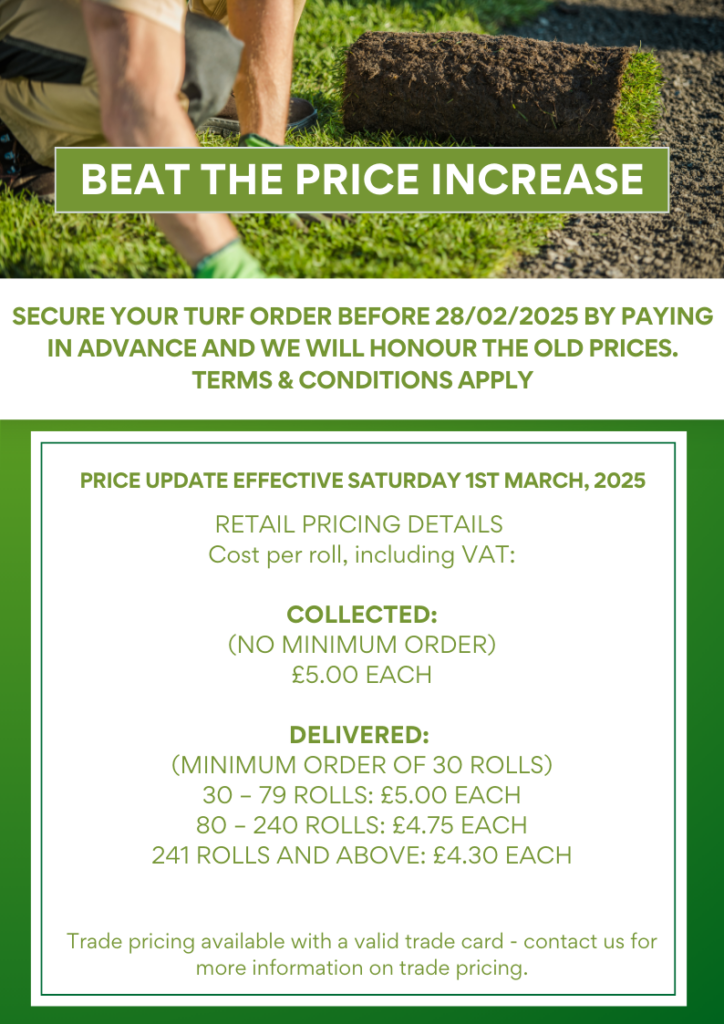 Turf Price Increase - 1st March 2025 - The Otter Nursery